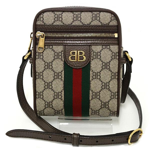 BALENCIAGA バレンシアガ×グッチ ザ ハッカープロジェクト ショルダーバッグ オフィディア 680129 ベージュ＆エボニー 【中古】Aランク