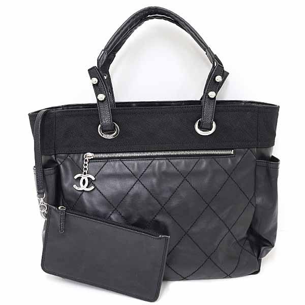 シャネル CHANEL パリビアリッツGM トートバッグ ショルダーバッグ ポーチ付き A34210 ブラック 黒 シルバー金具 【中古】Bランク