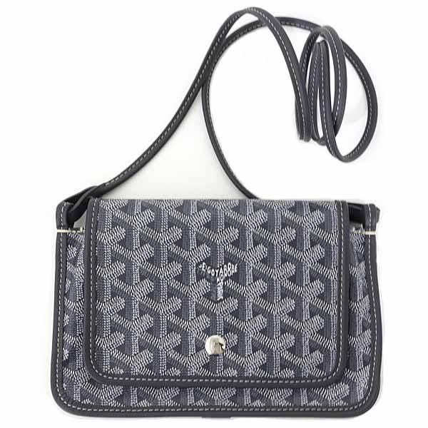 ゴヤール GOYARD プリュメ ポーチウォレット グレー ゴヤールディンキャンバス & シュヴロッシュカーフスキン バッグ 【中古】Sランク