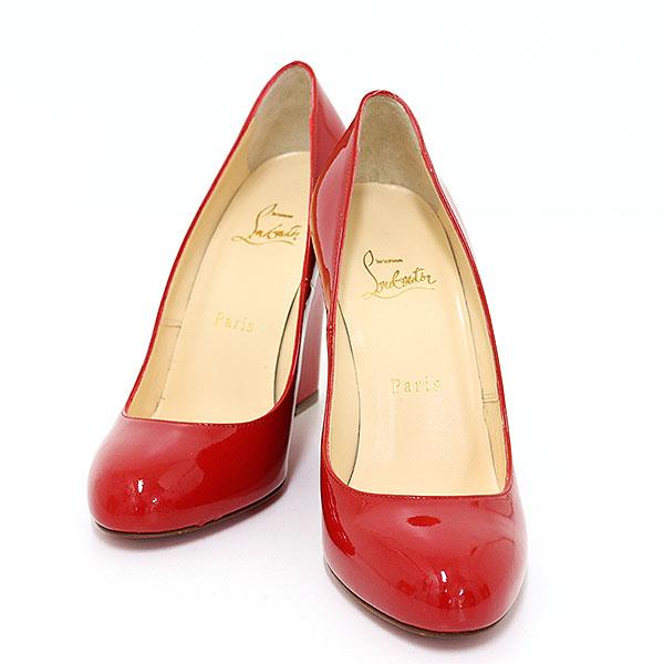 クリスチャン ルブタン パテント ウエッジソール パンプス レッド 37 24cm ヒール10.5cm エナメル【中古】