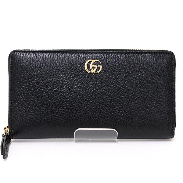 グッチ GUCCI ダブルG レザー ジップアラウンドウォレット ラウンドファスナー長財布 456117 ブラック ゴールド金具 未使用品