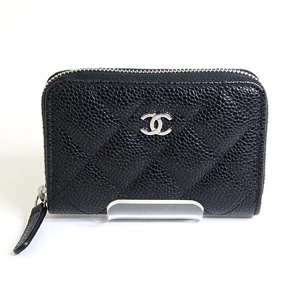 シャネル CHANEL クラシック ジップ パース AP0216 ブラック 黒 シルバー金具 ケース【中古】Sランク