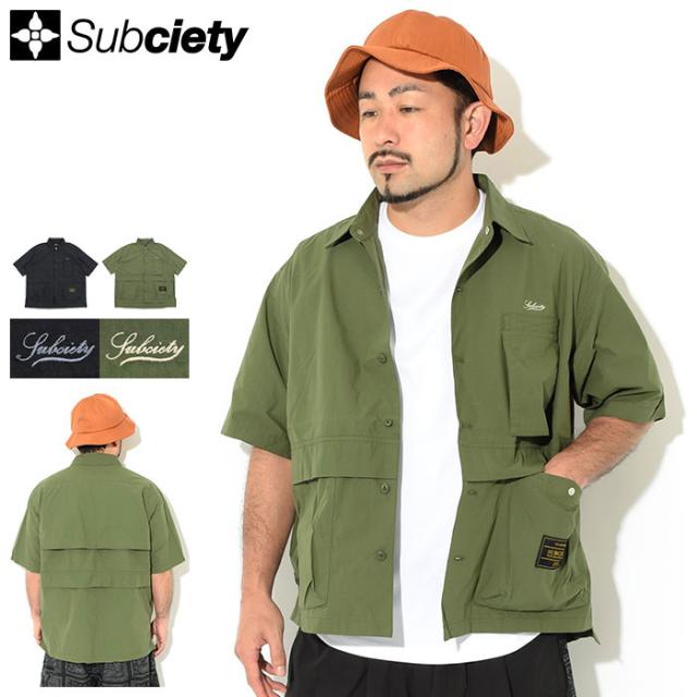 サブサエティ Subciety シャツ 半袖 メンズ ミリタリー オーバー ( subciety サブサエティー Military Over S/S Shirt ビッグシルエット オーバーサイズ カジュアルシャツ トップス 101-22771 ) ice field icefield