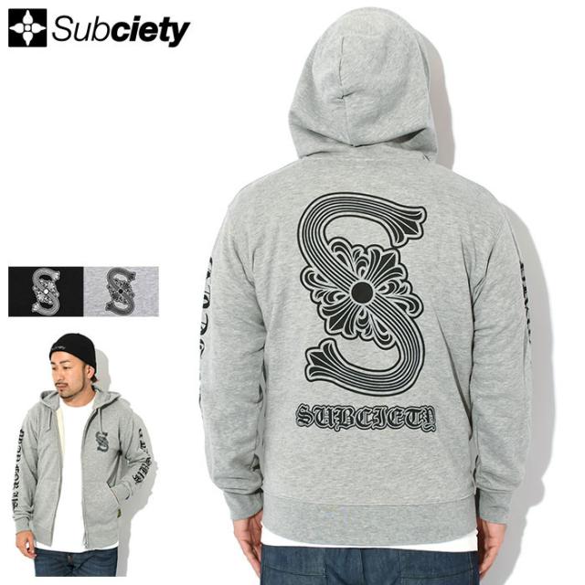 サブサエティ Subciety パーカー ジップアップ メンズ クレスト フル ジップ フーディ ( subciety サブサエティー Crest Full Zip Hoodie フード ジップパーカー フルジップ スウェット Zip up Hoody Parker トップス 106-31935 )