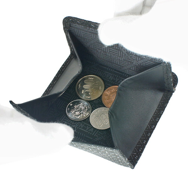 印伝 甲州印伝 印傳屋 上原勇七 財布 小銭入れ 1208 ひょうたん 黒地×