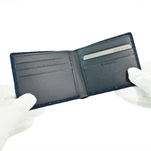 印伝 甲州印伝 印傳屋 上原勇七 財布 二つ折り財布 2005 ひょうたん 紺地