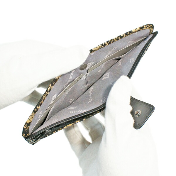 印伝 甲州印伝 印傳屋 上原勇七 財布 長財布 2107 椿 ツバキ 黒地×白漆