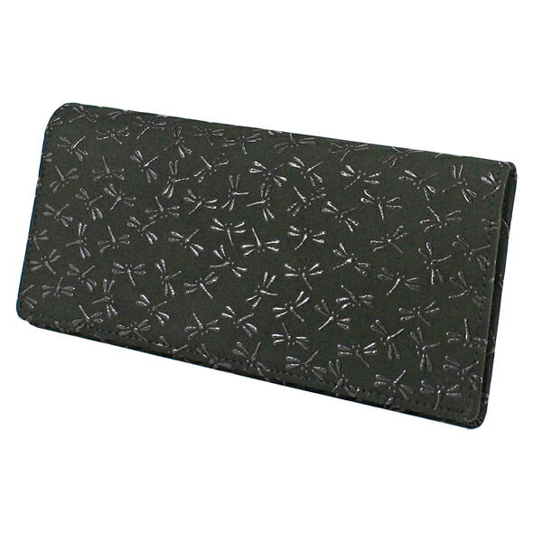 印伝 甲州印伝 印傳屋 上原勇七 財布 長財布 束入れ カードケース カード入れ 2529 とんぼ 黒地×黒漆 鹿革 本革 和柄 ブランド 冬物 冬ギフト クリスマス 贈り物 YM01