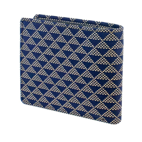 印伝 甲州印伝 印傳屋 上原勇七 財布 二つ折り財布 2006 波うろこ 紺地×白漆 鹿革 本革 レザー 和柄 ブランド 冬物 冬ギフト クリスマス 贈り物 YM01