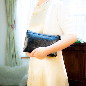 Costoromaオーストリッチ男女兼用3Wayバッグ（ブラック）[ ショルダーバッグ ハンドバッグ クラッチバッグ レディース メンズ ユニセックス 本革 オーストリッチ フォーマル カジュアル 結婚式 おしゃれ  送料無料 ]