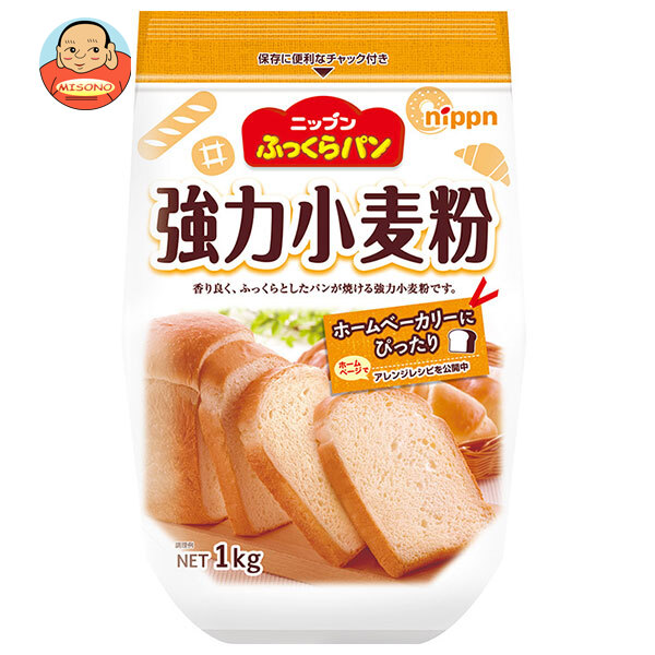 ニップン ふっくらパン 強力小麦粉 1kg×12袋入×(2ケース)｜ 送料無料 小麦粉 密封チャック付き チャック付き袋