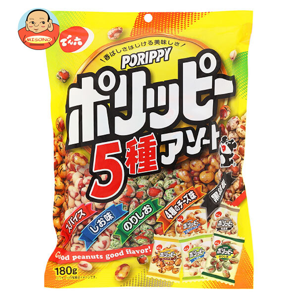 でん六 ポリッピー アソート 180g×12袋入×(2ケース)｜ 送料無料 お菓子 袋 豆菓子 おつまみ