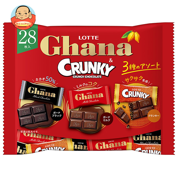 ロッテ ガーナ&クランキー シェアパック 105g×20袋入｜ 送料無料 お菓子 チョコ CRUNKY Ghana