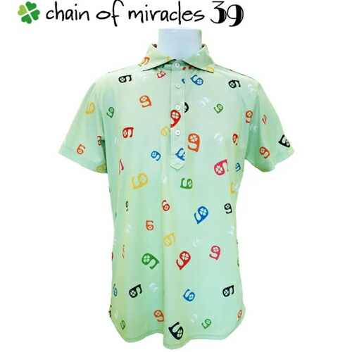 【在庫限り】 ゴルフ ウェア トップス 半袖 ポロシャツ メンズ 総柄 Chain of miracle39 COM39-22-1103 男性用 チェイン オブ ミラクル