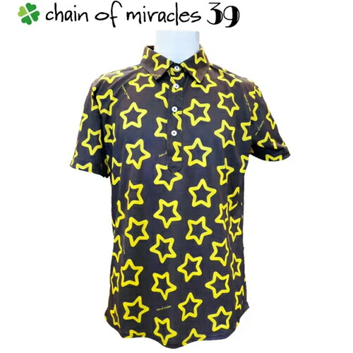 【在庫限り】 ゴルフ ウェア トップス 半袖 ポロシャツ メンズ 総柄 星柄 Chain of miracle39 COM39-22-1104 チェイン オブ ミラクル