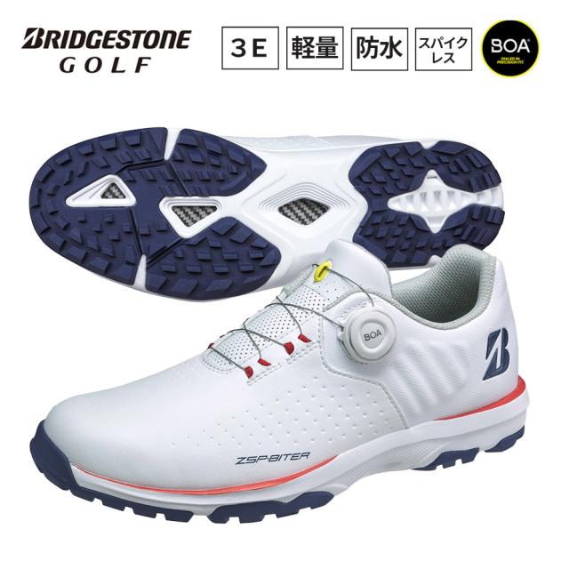 【即納可能】ブリヂストン ゴルフ ゴルフシューズ ゼロ・スパイク バイター ライト SH2505 WO 白×オレンジ メンズ 3E スパイクレス ボア ダイヤル式 2025年モデル BRIDGESTONE GOLF