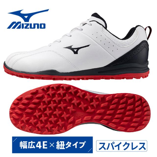 【即納可能】ミズノ ジーエムスタイル ワイド ゴルフ シューズ メンズ 51GQ2552 02 ホワイト×ネイビー 4E相当 スパイクレス 紐 防水 軽量 2025年モデル MIZUNO