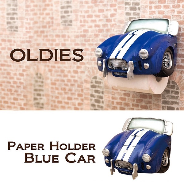 【即納】オールディーズ トイレットペーパーホルダー BLUE CAR 青 ブルー 秋月貿易 ホルダー アンティーク レトロ シャビー ...