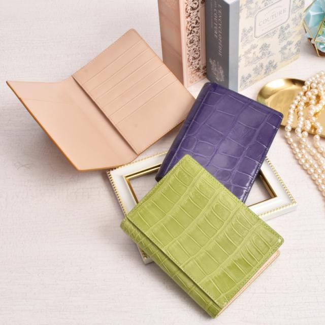 カードケース シャイニング クロコダイル 本革 メンズ レディース 二