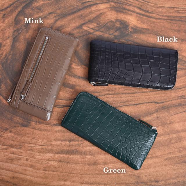 クロコダイル 長財布 レディース メンズ L字ファスナー 本革 薄型 大
