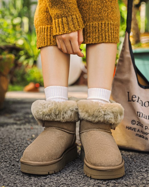 厚底 羊 本革 本毛 ムートンブーツ レディー ショートブーツ 痛くない