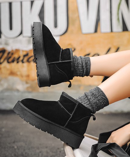 本革 厚底 ムートンブーツ レディース 足首が細く見えるブーツ