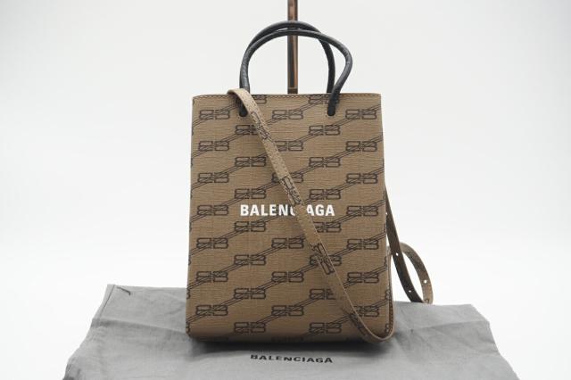 ☆安心の3大保証☆ Aランク ≪BALENCIAGA バレンシアガ/2WAYバッグ≫ 693805 モノグラム コーティング ショッピング フォンホルダー 極美品 送料無料