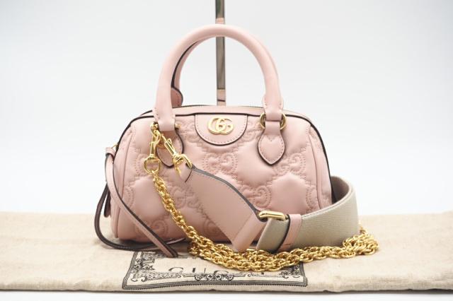 ☆安心の3大保証☆ Aランク ≪GUCCI グッチ/3WAYバッグ≫ 702251 GGマトラッセ レザー ピンク ショルダーバッグ チェーン 未使用品 送料無料