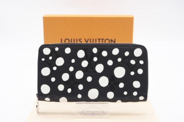 ☆安心の3大保証☆ ABランク ≪LOUIS VUITTON ルイ ヴィトン/ジッピーウォレット≫ M81906 モノグラム ドットペイント 間彌生コラボ ブラック ホワイト