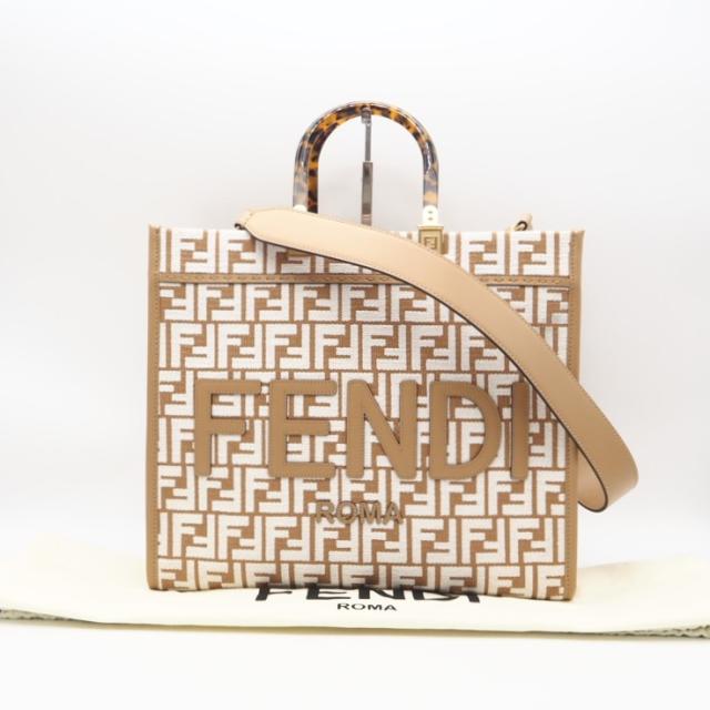 ☆安心の3大保証☆ Aランク ≪FENDI フェンディ/2WAYバッグ≫ 8BH386 FFジャカード ファブリック ショッパー フェンディ サンシャイン ミディアム