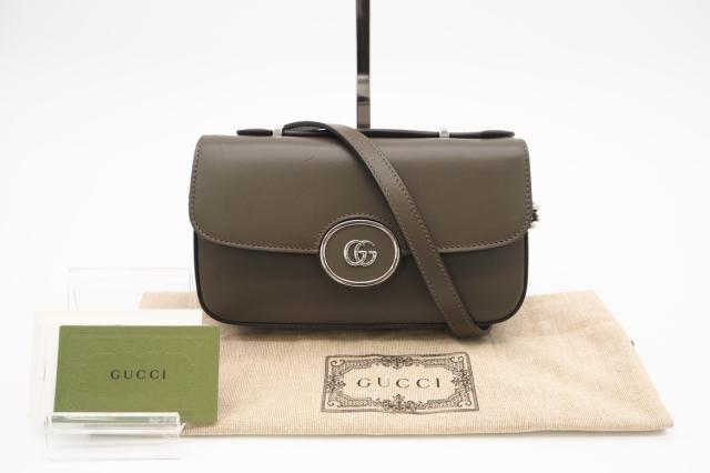 ☆安心の3大保証☆ Aランク ≪GUCCI グッチ/2WAYバッグ≫ 739722 ダブルG レザー ショルダーバッグ ブラウン ロゴマーク 極美品 送料無料