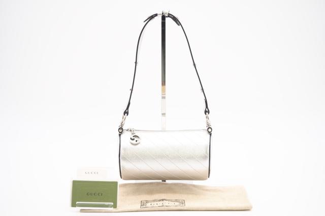 ☆安心の3大保証☆ Aランク ≪GUCCI グッチ/ハンドバッグ≫ 760170 ブロンディ ミニ ワンショルダー レザー シルバー 未使用品 送料無料