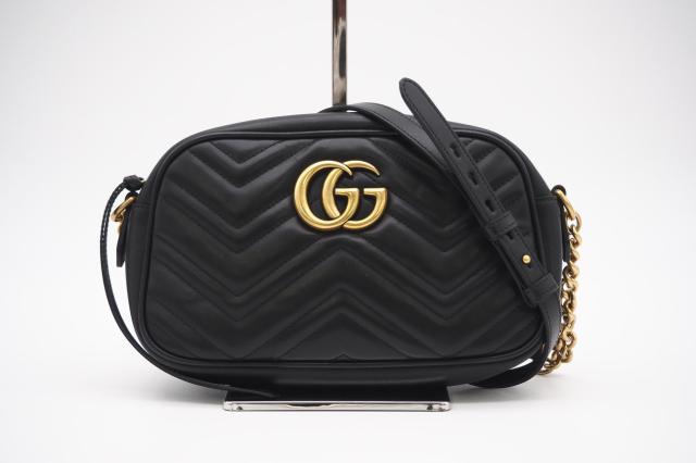 ☆安心の3大保証☆ ABランク ≪GUCCI グッチ/ショルダーバッグ≫ 447632 GGマーモント キルティング スモール カメラバッグ ブラック 美品 送料無料