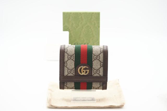 ☆安心の3大保証☆ Aランク ≪GUCCI グッチ/二つ折り財布≫ 598662 オフィディア GG ウォレット GGスプリーム ベージュ ブラウン レッド グリーン
