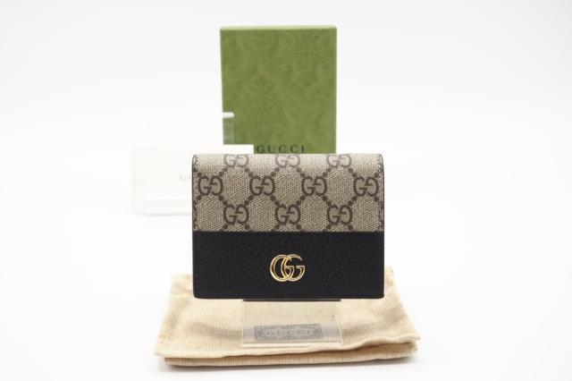 ☆安心の3大保証☆ Aランク ≪GUCCI グッチ/二つ折り財布≫ 658610 ダブルG ウォレット ＆紙幣入れ付き ベージュ ブラック 未使用品 送料無料