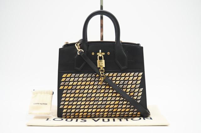 ☆安心の3大保証☆ Aランク ≪LOUIS VUITTON ルイ ヴィトン/2WAYバッグ≫ M51021 カーフスキン シティスティーマーPM ブラック ゴールド 送料無料