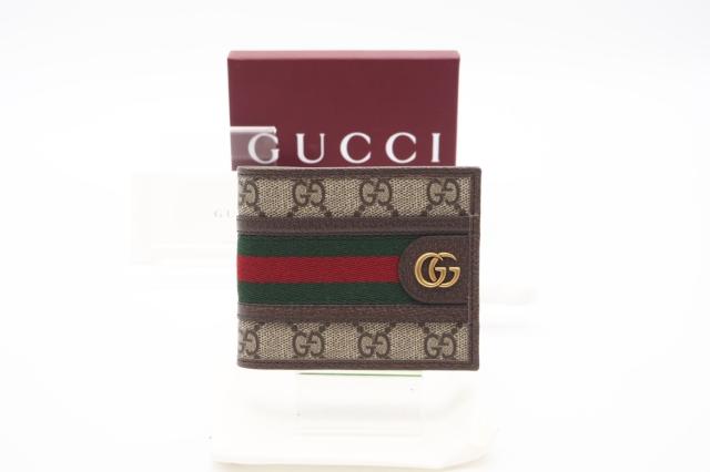 ★3日以内返品可★ GUCCI グッチ 597606 オフィディア GG 二つ折り札入れ ベージュ ブラウン レッド グリーン 財布
