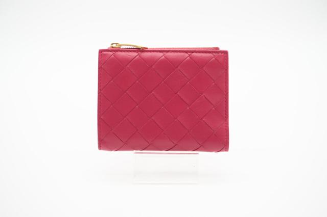 ★3日以内返品可★ BOTTEGA VENETA ボッテガ ヴェネタ 608059 イントレチャート レザー 二つ折りウォレット ピンク 財布