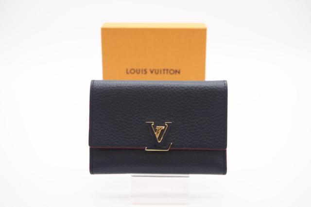 ★3日以内返品可★ LOUIS VUITTON ルイ ヴィトン M63741 ポルトフォイユ カプシーヌ コンパクト マリーヌルージュ ネイビー レッド 財布