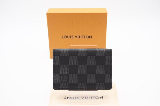 ★3日以内返品可★ LOUIS VUITTON ルイ ヴィトン N60183 ダミエ アンフィニ オーガナイザー ドゥポッシュ ブラック シルバー カードケース