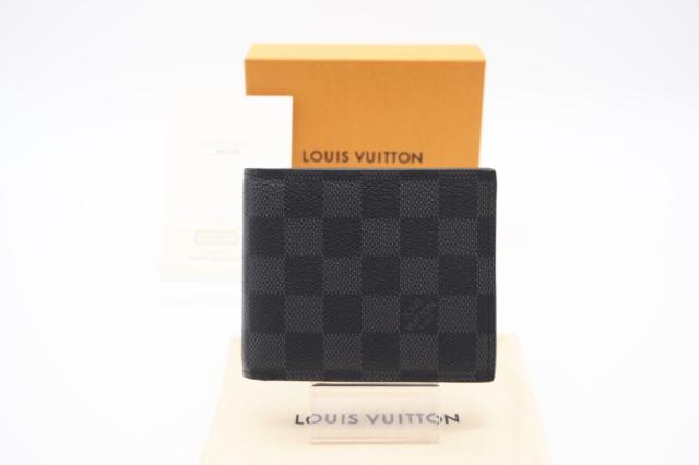 ★3日以内返品可★ LOUIS VUITTON ルイ ヴィトン N60053 ダミエ グラフィット ポルトフォイユ アメリゴ NM グレー ブラック 財布
