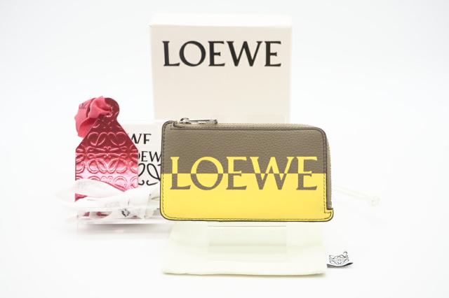★３日以内返品可★ LOEWE ロエベ C314Z40X02 レザー イエロー カーキ シグネチャー フラグメントケース ケース