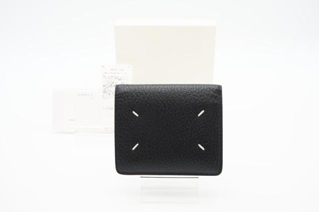 ★３日以内返品可★ MAISON MARGIELA メゾン マルジェラ S56UI0140 4ステッチ カーフ レザー ブラック 二つ折り財布