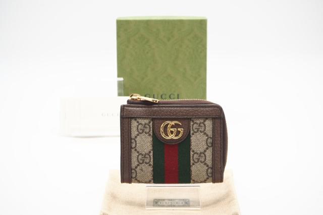★３日以内返品可★ GUCCI グッチ 644333 GGスプリーム PVC レザー コンパクトウォレット ブラウン 財布