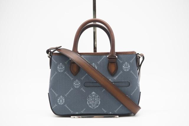 ★３日以内返品可★ BERLUTI ベルルッティ 90286963 ベルルッティ シグネチャー トゥジュール ガリバー 2WAYバッグ ブルー ブラウン バッグ