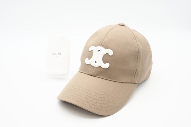 ★３日以内返品可★ CELINE セリーヌ 2AUT6969P コットン トリオンフ ベースボールキャップ ベージュ 帽子 美品