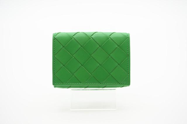 ★３日以内返品可★ BOTTEGA VENETA ボッテガ ヴェネタ 667036 マキシイントレチャート コンパクトウォレット パラキート グリーン 財布