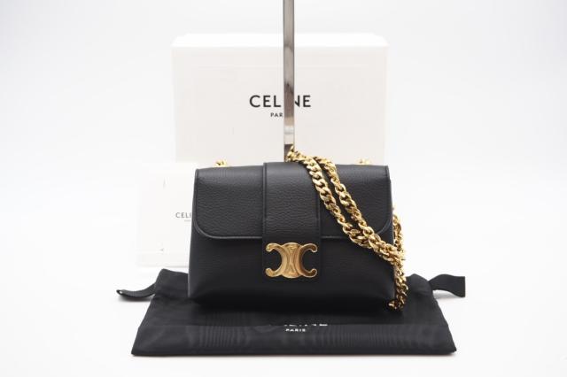 ★３日以内返品可★ CELINE セリーヌ 10N113GGR.38NO サプルグレインドカーフスキン ミニ CELINE ヴィクトワール ブラック バッグ