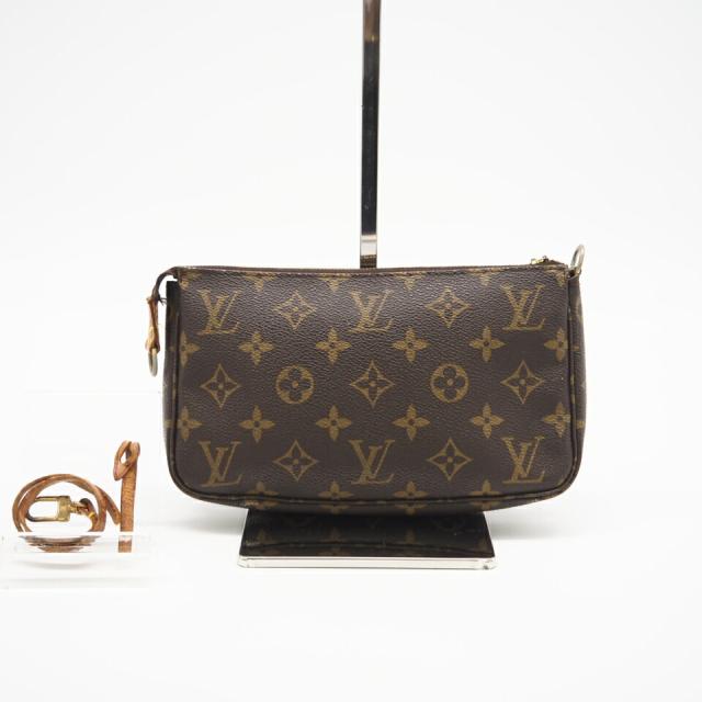 ★3日以内返品可★ LOUIS VUITTON ルイ ヴィトン M51980 モノグラム ポシェット アクセソワール ブラウン ハンドバッグ