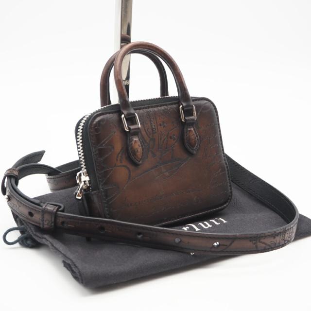 ★3日以内返品可★ BERLUTI ベルルッティ 1_JOUR__NANO_NEO-JOUR-V2 スクリットレザー CACAO INTENSO アンジュール ナノ ポーチ 極美品